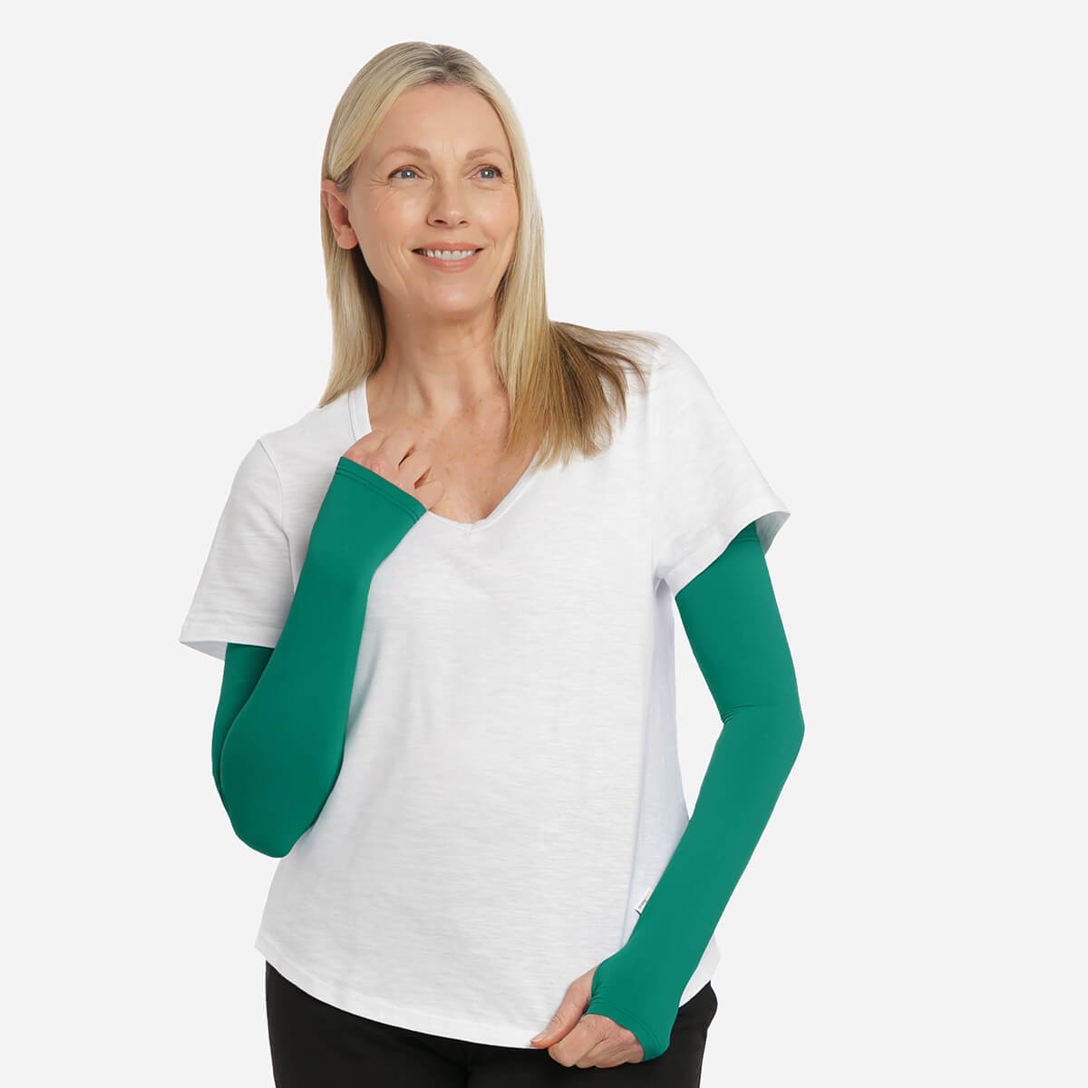 Green Arm Sleeves with Thumbholes – Women - Sun Protection UPF 50+ Arm ...